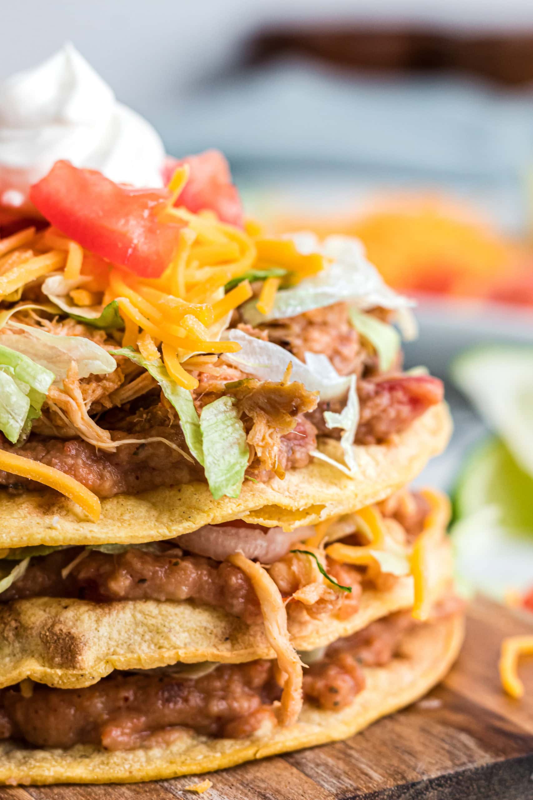 Crockpot Salsa Chicken Tostadas - Made It. Ate It. Loved It.